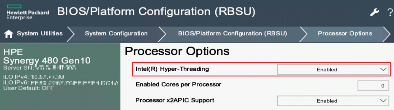 Hyperthreading inactive on ESXi host - vStack